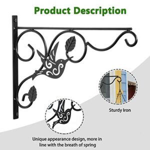 Vumdua Hanging Plants Bracket, 2 Pack 12 inch Wall Planter Hook with Iron Screws Included, Decorative Plant Hanger for Bird Feeders, Wind Chimes Indoor, Flower Pot, Lantern, Outdoor Indoor Patio Decor