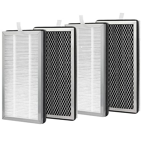 4 Pack 15 Replacement Filter, 3-in-1 Pre-Fiter, True H13 HEPA Filter and Activated Carbon Filter Compatible with 15 Air Purifier