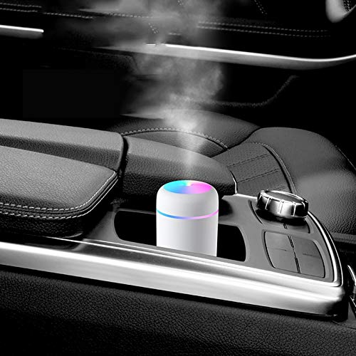 AISHNA Humidifier Colorful Cool Mini Humidifier,Essential Oil Diffuser Aroma Essential Oil USB Cool Mist Humidifier,2 Adjustable Mist Modes, Super Quiet,for Car,Office,Bedroom(White)