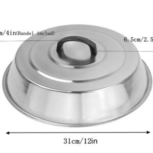 3 Sets BBQ Accessories 12 Inch Round Stainless Steel Basting Cover - Cheese Melting Dome and Steaming Cover, Best fits for Blackstone Camp Chef Flat Top Griddle Grill Cooking Indoor or Outdoor