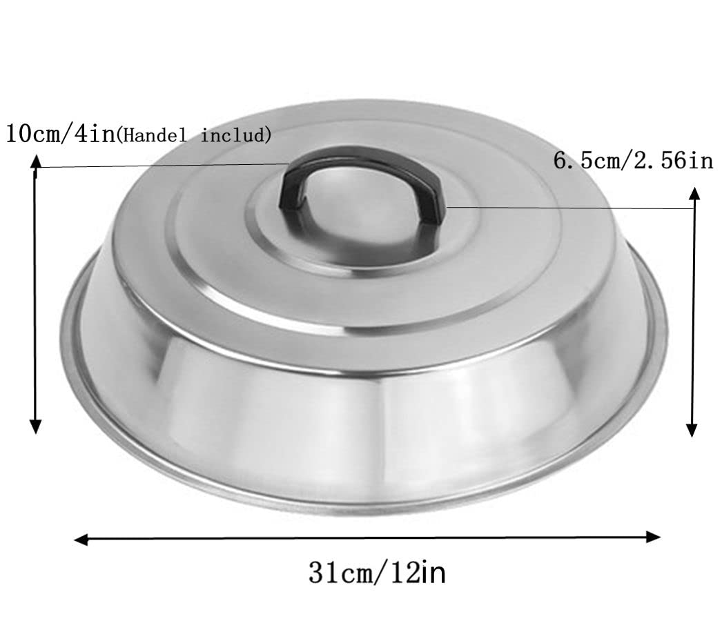 3 Sets BBQ Accessories 12 Inch Round Stainless Steel Basting Cover - Cheese Melting Dome and Steaming Cover, Best fits for Blackstone Camp Chef Flat Top Griddle Grill Cooking Indoor or Outdoor