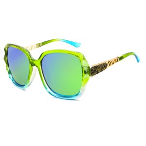 leckirut oversized sunglasses for women polarized uv protection classic fashion ladies green frame green lens