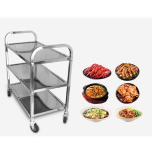 YGCBL Multifunction Serving Portable Hand Trucks,Cart Service Restaurant Garage Heavy Gauge Stainless Steel Side Handles Design Easy to Move, 3 Sizes,Kitchen,Silver,95X50X95Cm