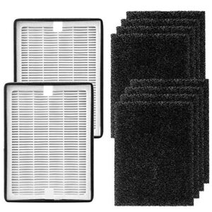 keyjiniu h126 replacement hepa filter, compatible with levoit lv-h126, includes 2 hepa filters and 8 activated carbon pre-filters set, lv-h126-rf