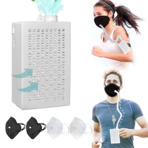 personal wearable air purifiers, portable electric air purifier with hepa filter，for running，cycling，mountaineering, outdoor sports, tourism(full set,milky white)