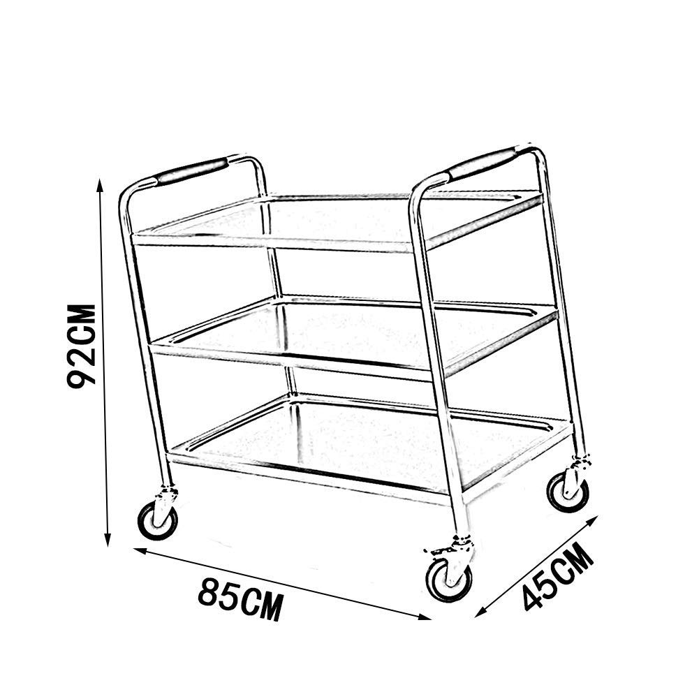 YGCBL Multifunction Serving Portable Hand Trucks,Cart Service Store Garage Sponge Handle Sets High Temperature Resistance Steel Nail Reinforcement, 3 Sizes,Kitchen,Silver,85X45X92Cm