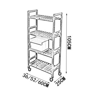 MTYLX Trolley,Cart,Household Multi-Layer Trolleys,Cart Family Restaurant Bamboo Material Side Handles Swivel Castors Multifunction Easy to Assemble, 6 Sizes,Brown,60X105Cm