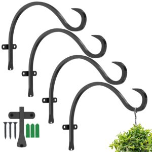 gamexcel hanging plant bracket, 4pcs 12in large plant hangers outdoor indoor heavy-duty metal wall plant hooks plant hanger with screws for home decor bird feeders lanterns wind chimes decorative