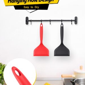 Pack of 2 Wide Silicone Spatula,Nonstick Pancake Shovel with Short Handle, Fried Flexible Turner, BPA Free Kitchen Cookwares for Egg, Cookie, Omelette, Fish, Burgers