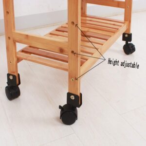 MTYLX Trolley,Cart,Household Multi-Layer Trolleys,Cart Family Restaurant Bamboo Material Side Handles Swivel Castors Multifunction Easy to Assemble, 6 Sizes,Brown,60X105Cm