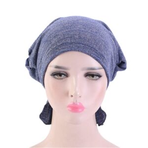 Hijab Cancer Chemo Stretchy Cotton Hat Turban Cap Cover Hair Loss Head Scarf Wrap Pre-Tied Headwear Strech Bandana