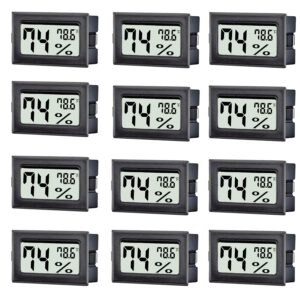 tasogen 12 pack mini digital thermometer hygrometer indoor temperature and humidity gauge meter monitor fahrenheit (℉) for humidor,greenhouse,reptile tank,home,jars