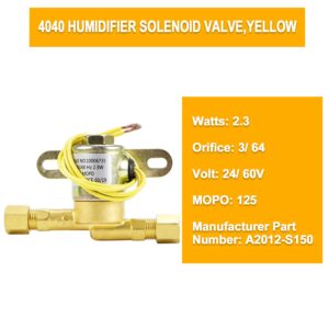 Humidifier Water Solenoid Valve 4040 for Aprilaire Whole House Humidifier 400 400M 500 500M 600 600M 558 550A 550 568 560A 700M 768 760A 760| 24 Volts | 2.3 Watts | 60 HZ-Yellow by TOMOON