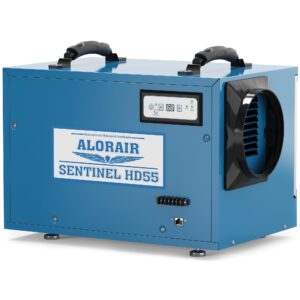 alorair commercial dehumidifier 113 pint, with drain hose for crawl spaces, basements, industry water damage unit, compact, portable, auto defrost, sentinel hd55