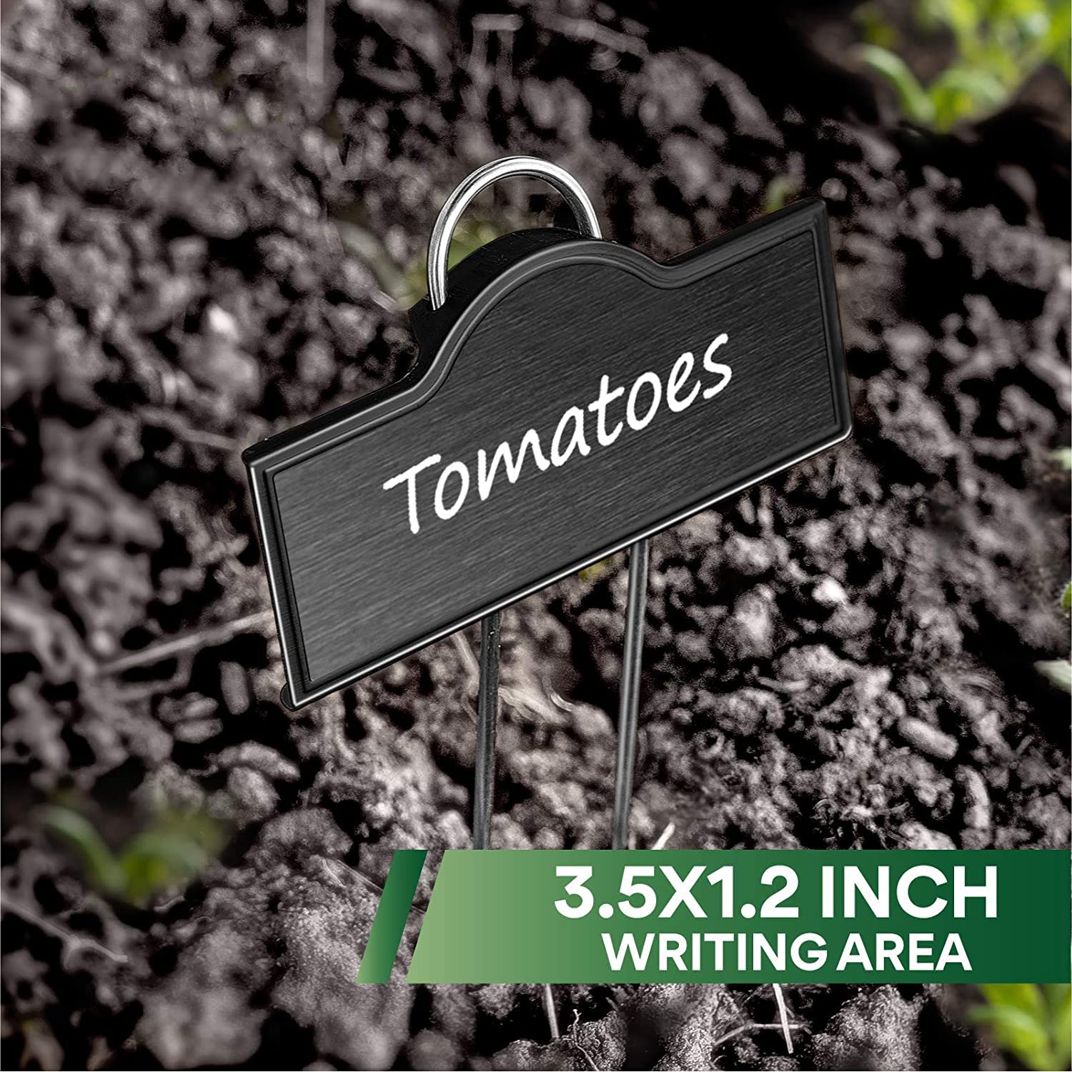 Metal Plant Labels Weatherproof 25 Pack, Stainless Steel 304 Garden Label Markers Outdoor for Plants Vegetables Herb Seedlings Flowers with a Pen, Label Area 3.74'' x 1.39'' Height 10.75 Inch