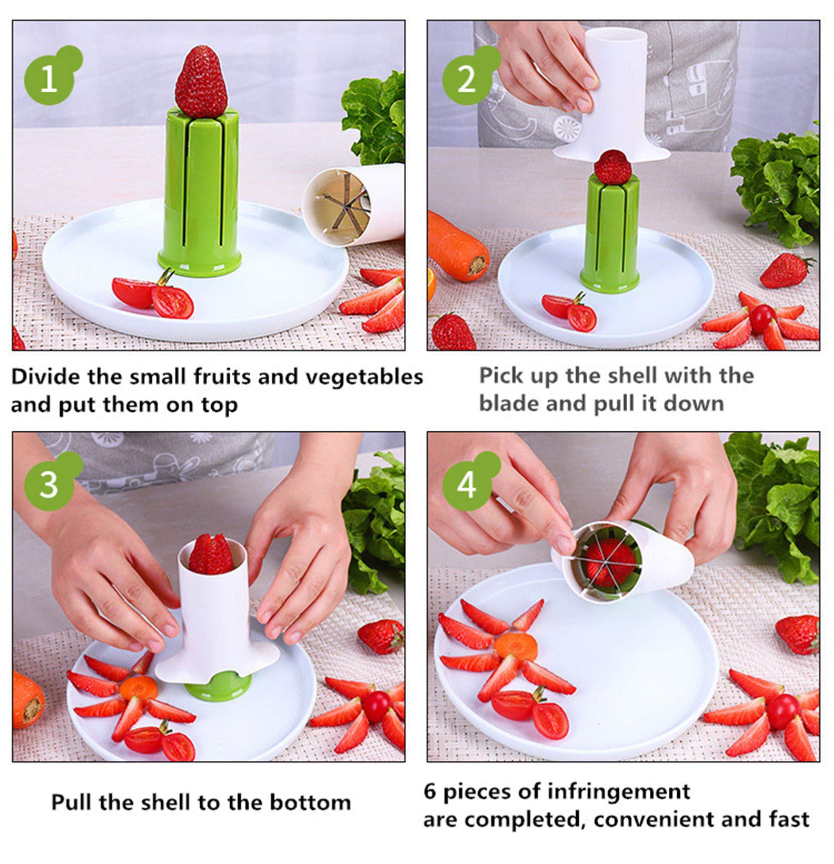 YOVQNMX Cucumber Slicer, Strawberry Slicer, Grape Slicer, Carrot Cutter, Potato Cutter, Creative Kitchen Tools, Multi-Function Fruit And Vegetable Slicer, Fruit Salad Making Pizza Fruit Dispenser