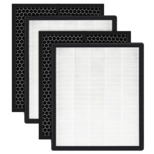 lv-pur131 replacement filters, h13 true hepa filter compatible with levoit lv-pur131 & lv-pur131s air purifier, lv-pur131-rf, 2 true hepa & 2 carbon filters