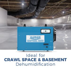 ALORAIR Commercial Dehumidifier 113 Pint, with Drain Hose for Crawl Spaces, Basements, Industry Water Damage Unit, Compact, Portable, Auto Defrost, Sentinel HD55