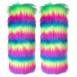 cityelf womens fur leg warmer winter furry long boot cuffs fuzzy shoes cover party costume holiday festival performance play