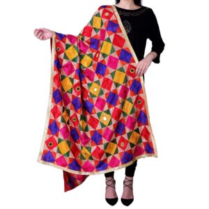 phulkari dupattas for womens hand embroidered in amritsar punjabi mirrors fulkari design