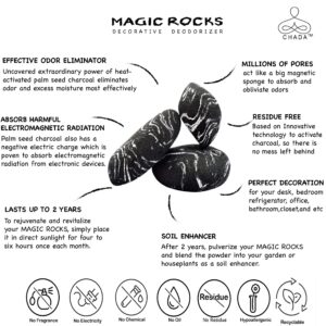 Chada Magic Rocks : Charcoal Air Freshener, No Chemicals,100% Activated Tropical Charcoal, Fragrance-Free Deodorizer, Natural Room Odor Eliminator, Air Purifier, Neutralizer,Absorb Smoke Smell,1x180g