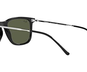 Ray-Ban Rb4344 Square Sunglasses, Black/Green, 56 mm