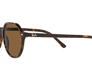 Ray-Ban RB2195 Thalia Square Sunglasses, Havana/Polarized Brown, 51 mm