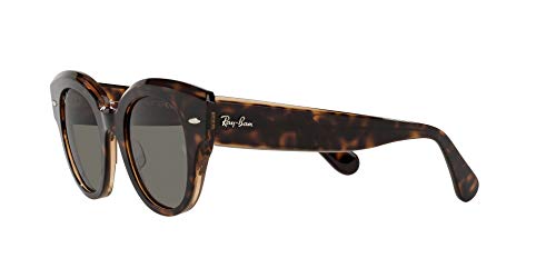 Ray-Ban Women's RB2192 Roundabout Round Sunglasses, Havana On Transparent Brown/Dark Grey, 47 mm