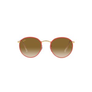 Ray-Ban RB3447JM Round Full Color Sunglasses, Red On Legend Gold/Clear Gradient Brown, 50 mm