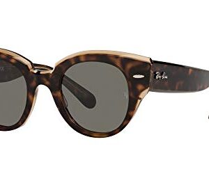 Ray-Ban Women's RB2192 Roundabout Round Sunglasses, Havana On Transparent Brown/Dark Grey, 47 mm