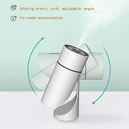 PALANCHY Rechargeable Portable Humidifiers,Cool Mist mini Humidifier with Adjustable Angle,260ml Water Tank Small Humidifier USB Powered,7 Color LED & Auto Shut-Off for Bedroom Home Office