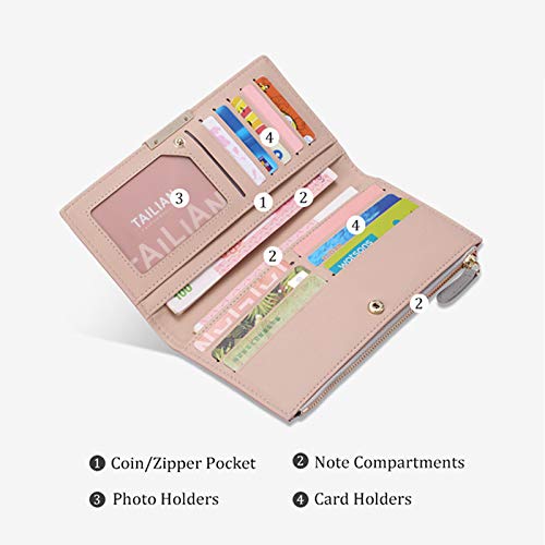 FFpaw Wallet Women RFID Small Womens Wallet Slim Multi Card Wallet Case Credit Card Holder for Women Leather Wallet Lady Zipper Coin Pocket & ID Window & Money Organizers