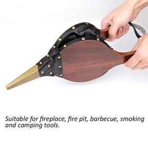 Fireplace Bellows Large 15.5” x 6.7” Indoor Brown Wood Air Blower for Barbecue, Camping BBQ Grill Chimney Outdoor with Hanging Strap Cast Nozzle