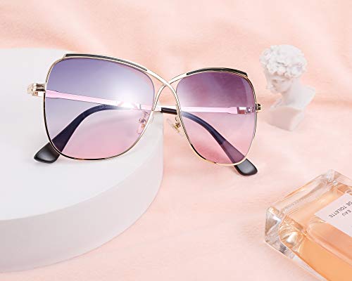 FEISEDY Womens Cute Sunglasses Oversized Butterfly X Shape Design Cateye Lady Sunglasses B2738