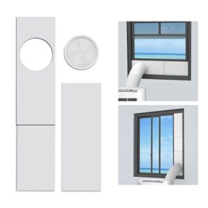 lbg products portable air conditioner window seal plates kit, vertical ac window unit, adjustable seal ac window vent kit for exhaust hose, universal for ducting with 5 inches diameter