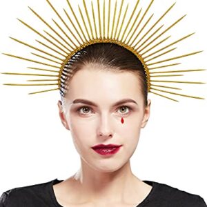 Fantherin Mary Halo Crown Headband Spiked Halo Crown Sunburst Goddess Headpiece for Cosplay Halloween Costume Party