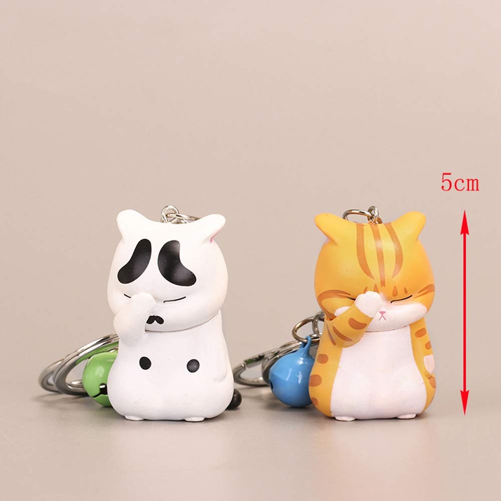 GAIORD Cat Keychain Charms, Key Ring Cute Key Chain Shy Chubby Kitten Trinket Bag Decor (Orange)