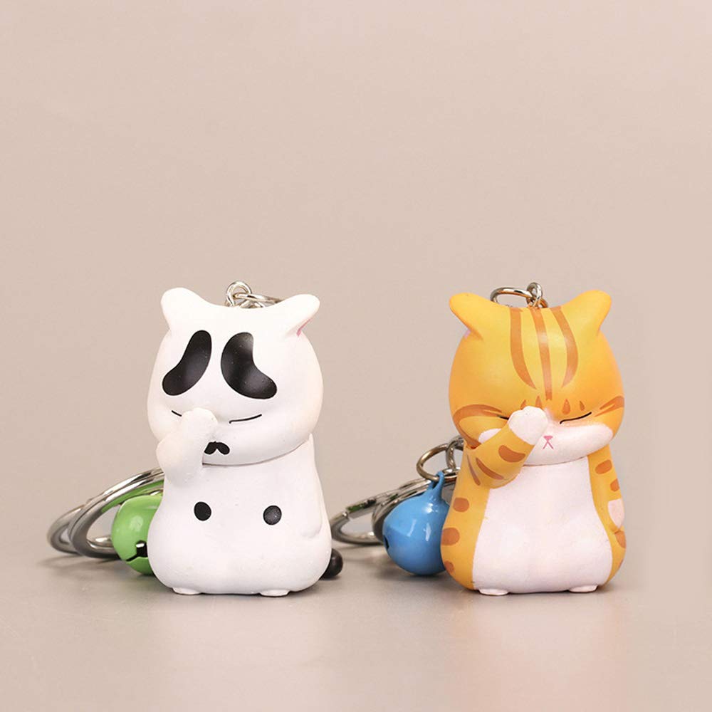 GAIORD Cat Keychain Charms, Key Ring Cute Key Chain Shy Chubby Kitten Trinket Bag Decor (Orange)