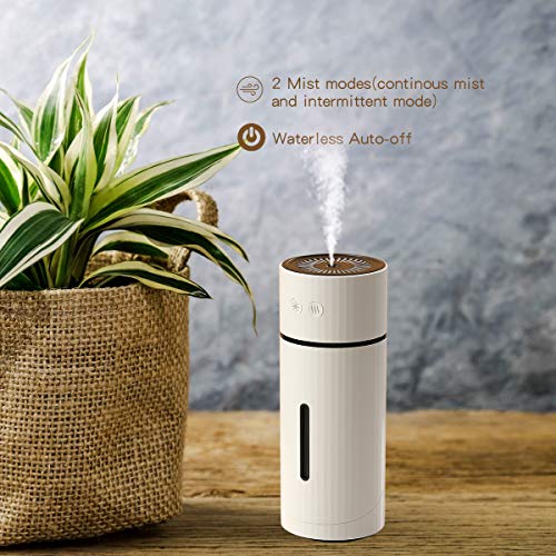 PALANCHY Rechargeable Portable Humidifiers,Cool Mist mini Humidifier with Adjustable Angle,260ml Water Tank Small Humidifier USB Powered,7 Color LED & Auto Shut-Off for Bedroom Home Office