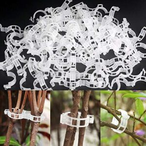 kamillee plant support clips, 100pcs plastic garden plant support clips tomato clips,trellis clips for flower tomato vine vegetables (white)