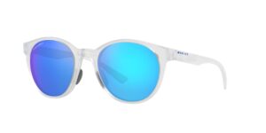 oakley women's oo9474 spindrift round sunglasses, matte clear/prizm sapphire, 52 mm