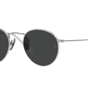 Ray-Ban RB8247 Round Titanium Sunglasses, Silver/Black Polarized, 50 mm