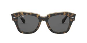 ray-ban rb2186 state street square sunglasses, havana on transparent brown/dark grey, 52 mm