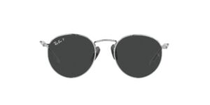 ray-ban rb8247 round titanium sunglasses, silver/black polarized, 50 mm