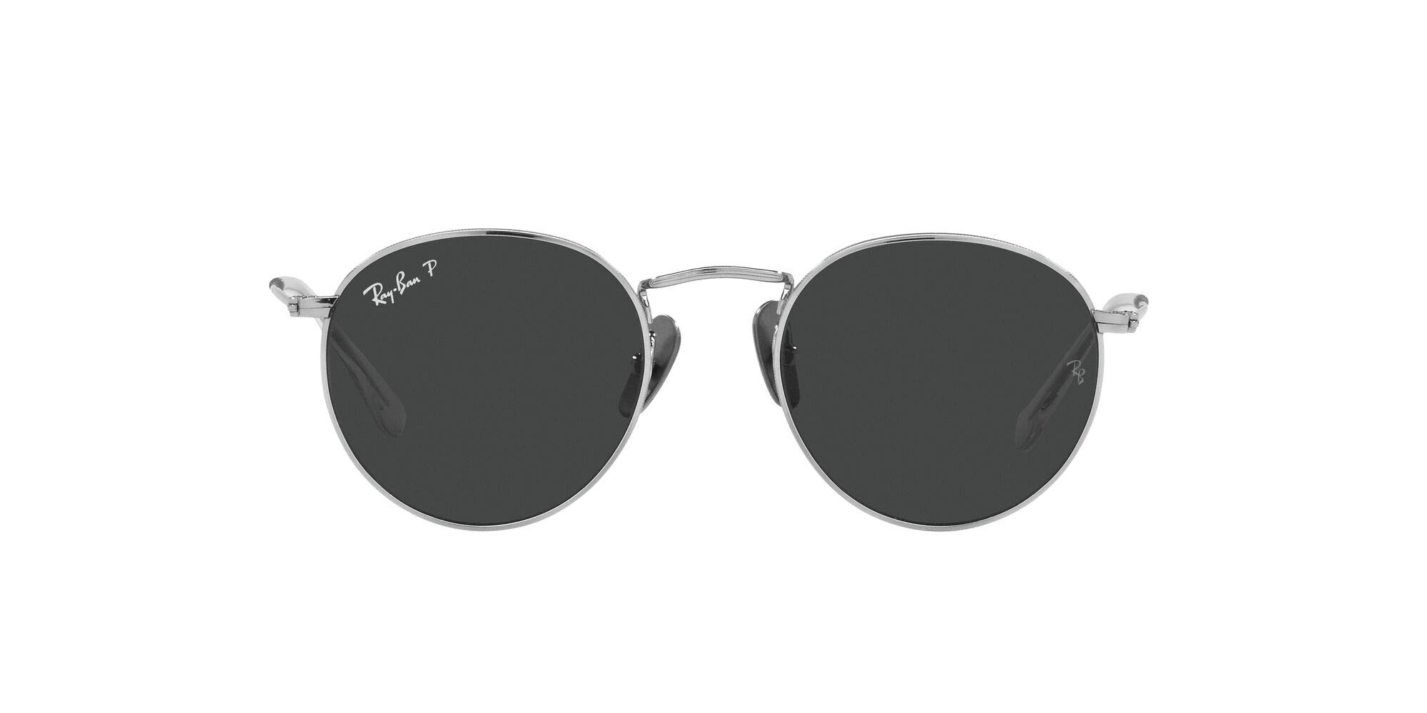 Ray-Ban RB8247 Round Titanium Sunglasses, Silver/Black Polarized, 50 mm