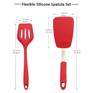 To encounter Flexible Silicone Spatula Set, Nonstick Rubber Slotted Turner, Pancake Flippers, Heat Resistant Silicone Turner Spatula Set, Silicone Cooking Utensil Set, Dishwasher Safe, Set of 2