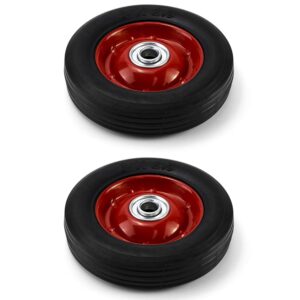 QWORK 2 Pack 6" x 1.5",5/8" Axle, Premium Rubber Wheel with Ball Bearing, Hand Truck Wheel, Capacity up to 132 lbs