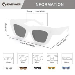 Karsaer Vision Retro Vintage Cateye Square Sunglasses Plastic Frame 90s sunglasses Stylish Classic 70s Eyewear