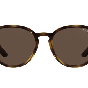 Vogue Eyewear Women's VO5374SF Low Bridge Fit Round Sunglasses, Dark Havana/Dark Brown, 55 mm