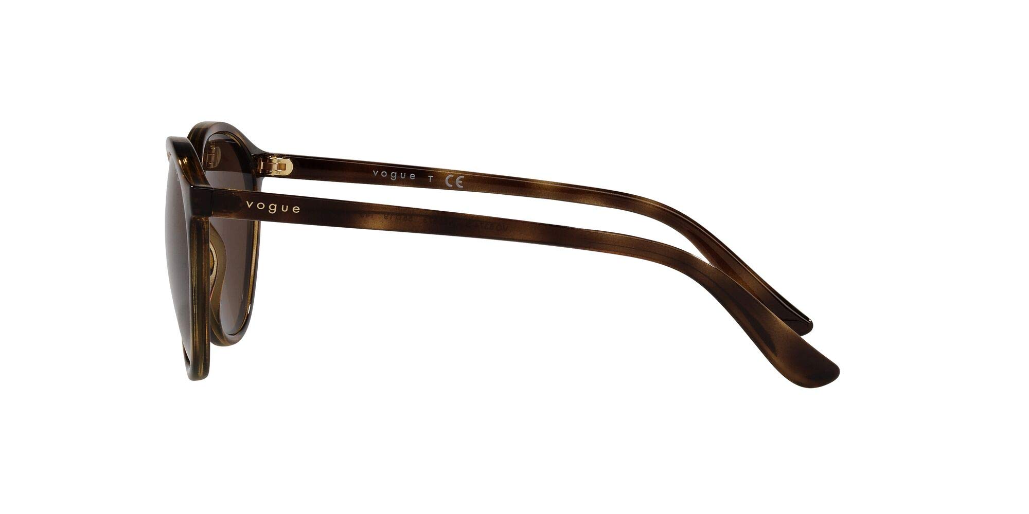 Vogue Eyewear Women's VO5374SF Low Bridge Fit Round Sunglasses, Dark Havana/Dark Brown, 55 mm